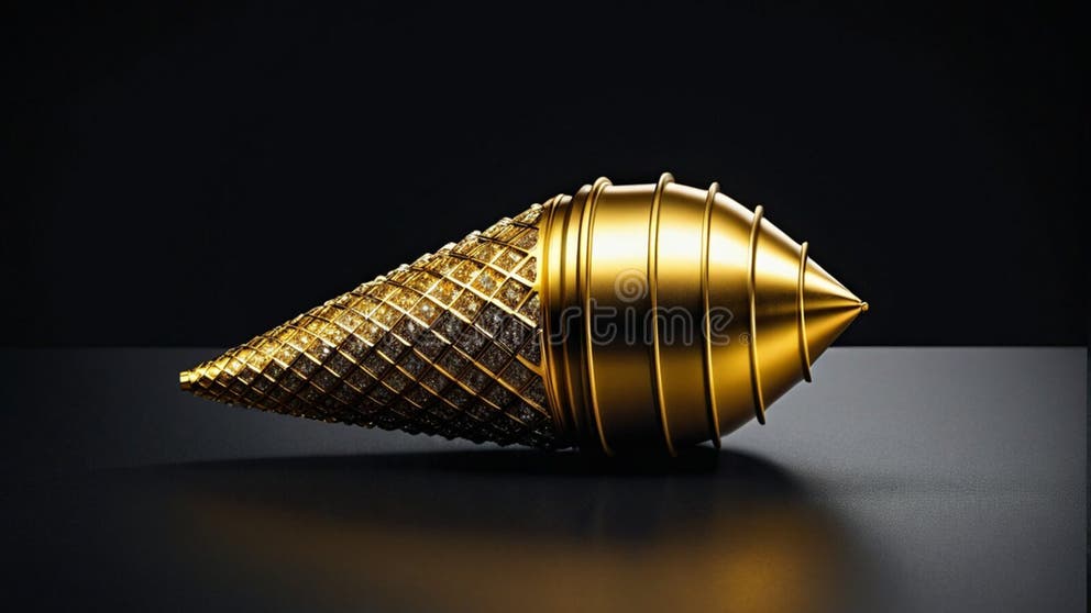 Golden ice cream cone stock illustration. Illustration of crystal - 314409367