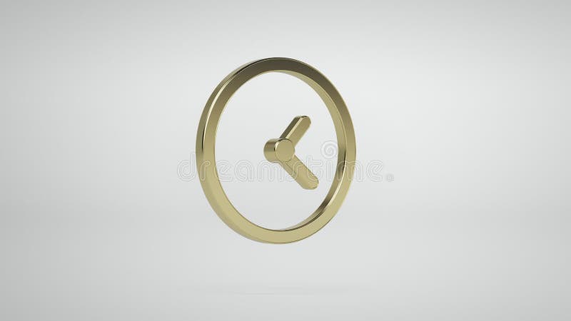 Golden Icon. Gear with Arrows Rotate Around it Axis on a White Studio ...