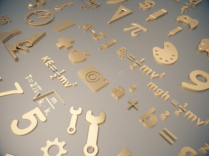 Golden Icon Learning for Kids. Stock Illustration - Illustration of ...