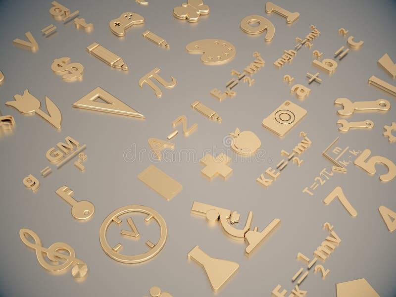 Golden Icon Learning for Kids. Stock Illustration - Illustration of ...