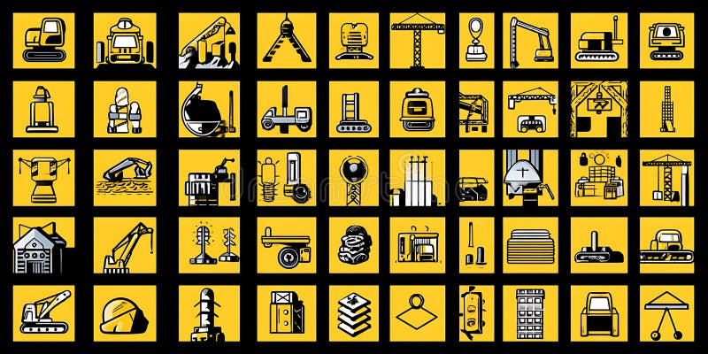 Golden Icon Set 64 Pixel Art Symbols Stock Illustration - Illustration ...
