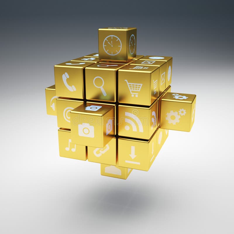 Golden Cube with Currency Signs Stock Vector - Illustration of luxury ...
