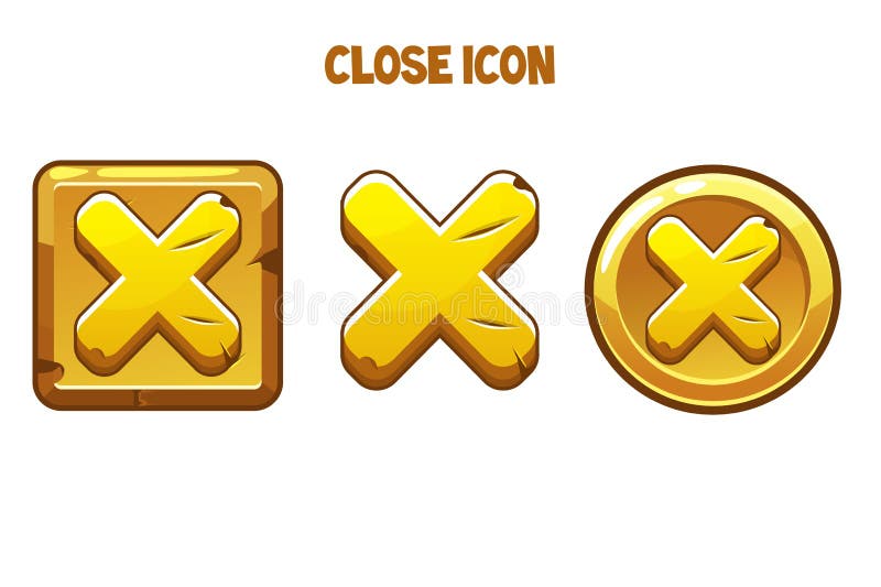 Golden Icons Close with a Cross for the Interface. Stock Vector ...
