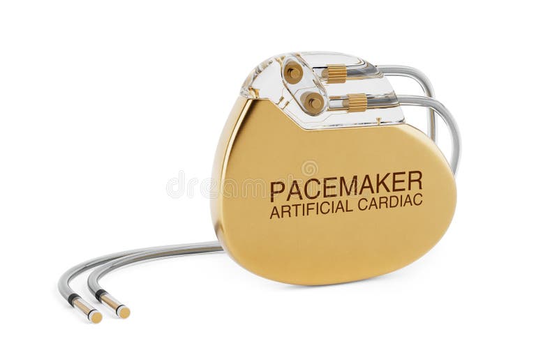 Golden Implantable Artificial Cardiac Pacemaker Device. 3d Rendering ...