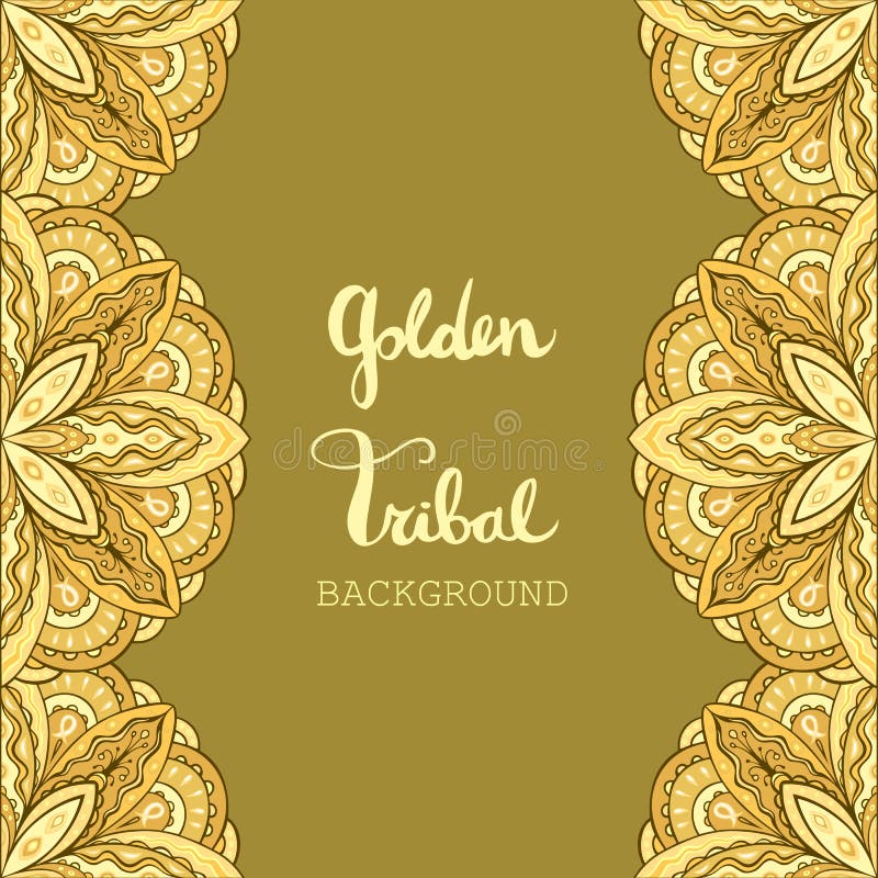 Golden Indian border. stock vector. Illustration of fancy - 141763060