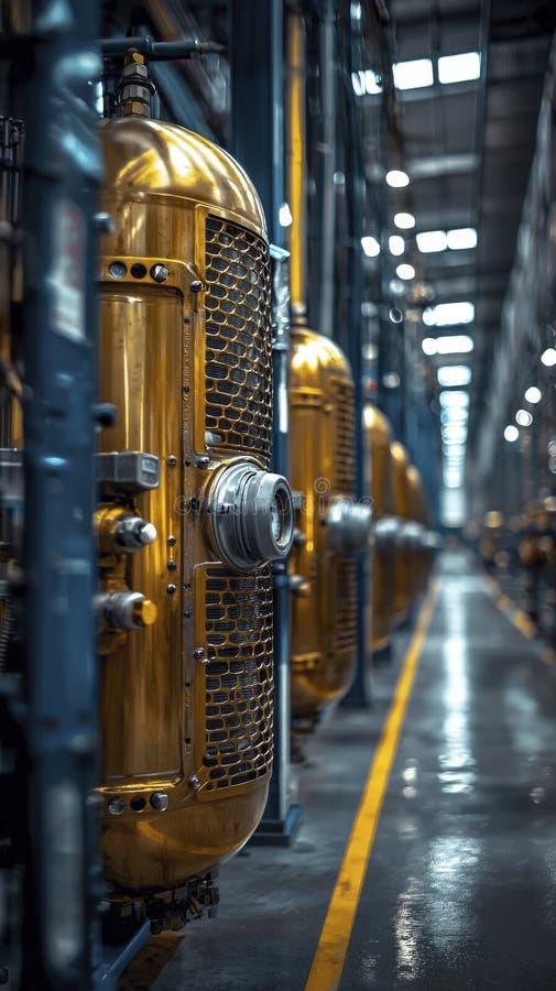 Golden Industrial Components in a Lineup Stock Illustration ...