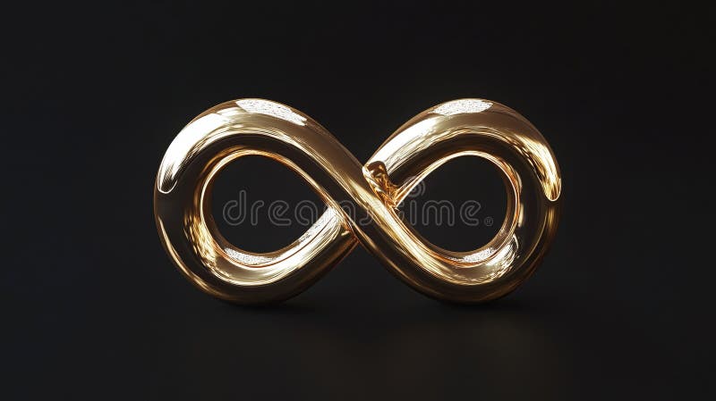 The Golden Infinity Sign, Sparkling and Glowing Stock Photo - Image of ...