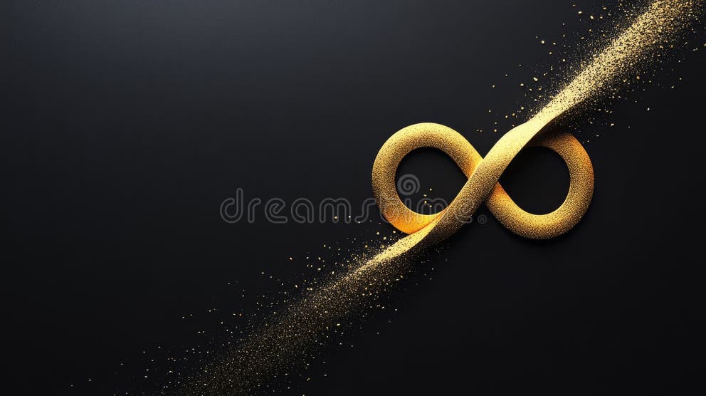 The Golden Infinity Sign, Sparkling and Glowing Stock Photo - Image of ...