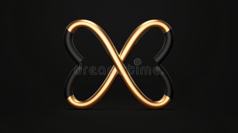 A Golden Infinity Symbol with Black Outlines. Stock Photo - Image of ...