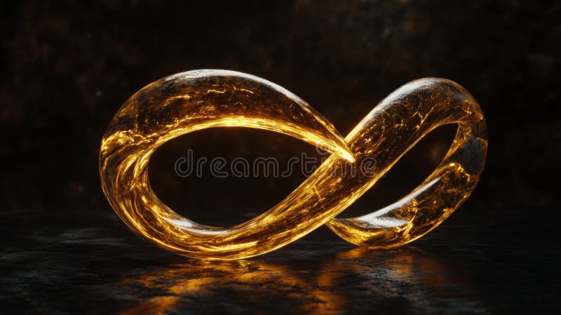 Golden Infinity Symbol Composed of Liquid with Sparkles Stock ...