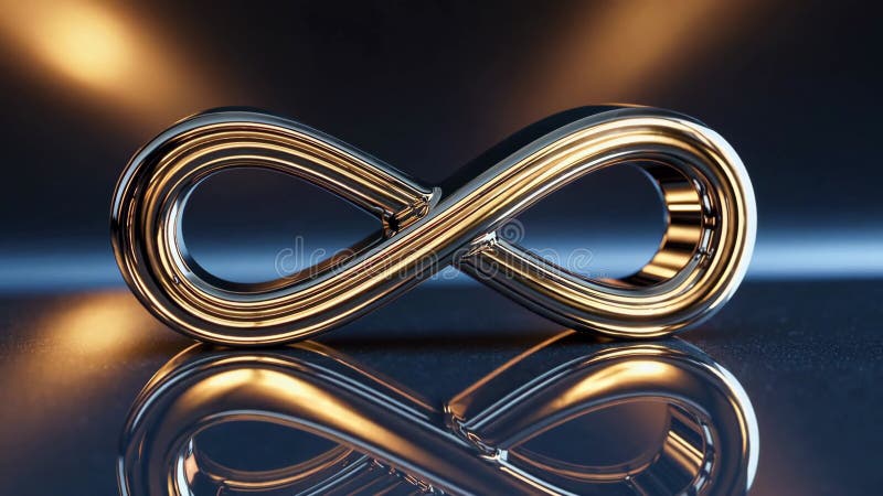 Golden Infinity Symbol on Reflective Surface, Abstract Elegance Concept ...