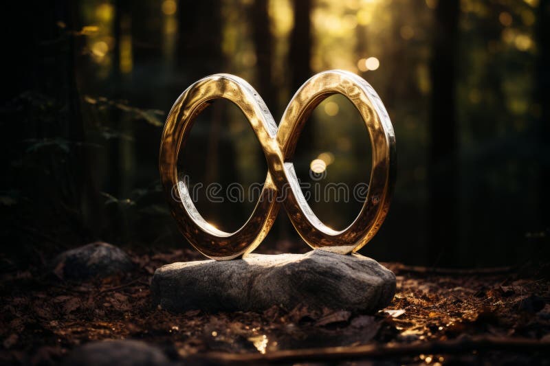 A Golden Infinity Symbol Hanging from a Tree Stock Illustration ...