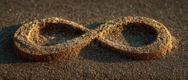 Golden Infinity Symbol in Sand Stock Illustration - Illustration of ...