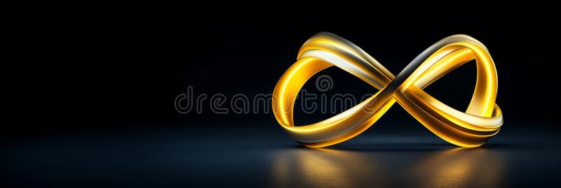 Golden Infinity Symbol, Seamless Loop Shape with Incandescent Glow on a ...