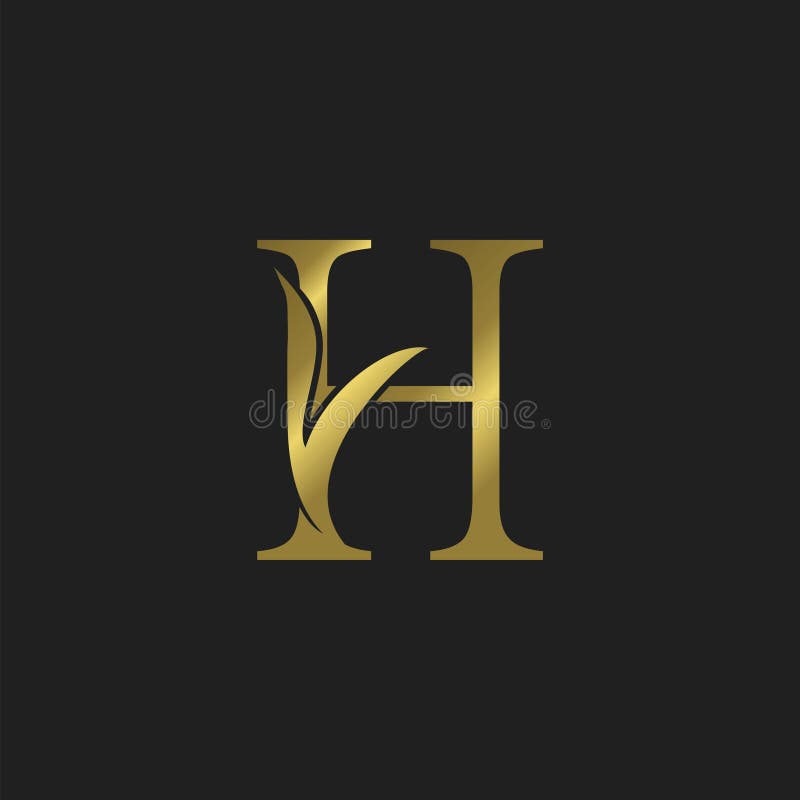 Golden Initial H Letter Luxury Logo Vector Design Stock Vector ...