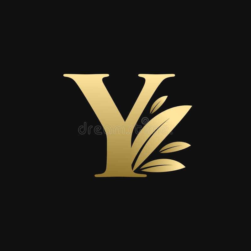 Golden Initial Letter Y Leaf Logo Stock Vector - Illustration of design ...