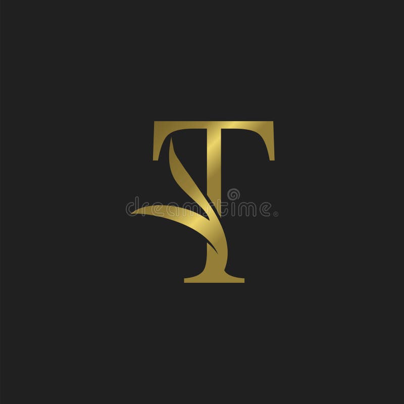 Golden Initial T Letter Luxury Logo Vector Design Stock Vector ...