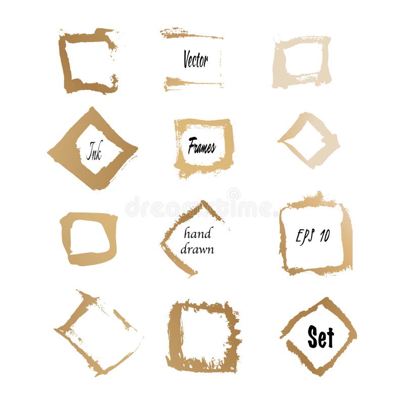 Golden ink square frames stock vector. Illustration of modern - 73146369