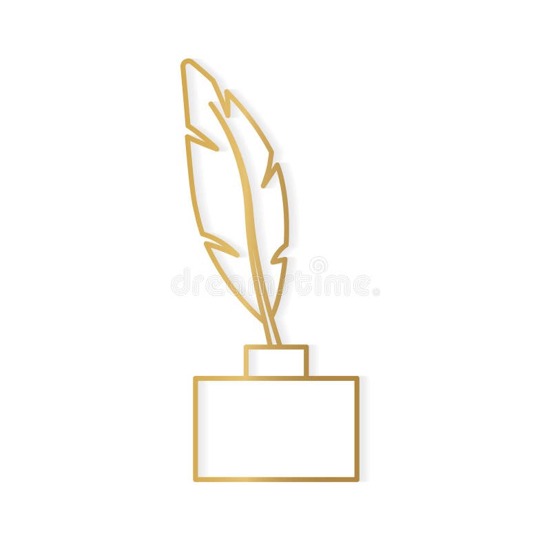 Golden Inkwell with a Pen Icon Stock Vector - Illustration of equipment ...