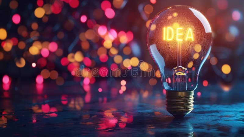 Golden Inspiration: Illuminated Light Bulb. Stock Illustration ...