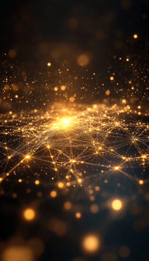 Golden Interconnected Network a Sparkling Visualization of Data Flow ...