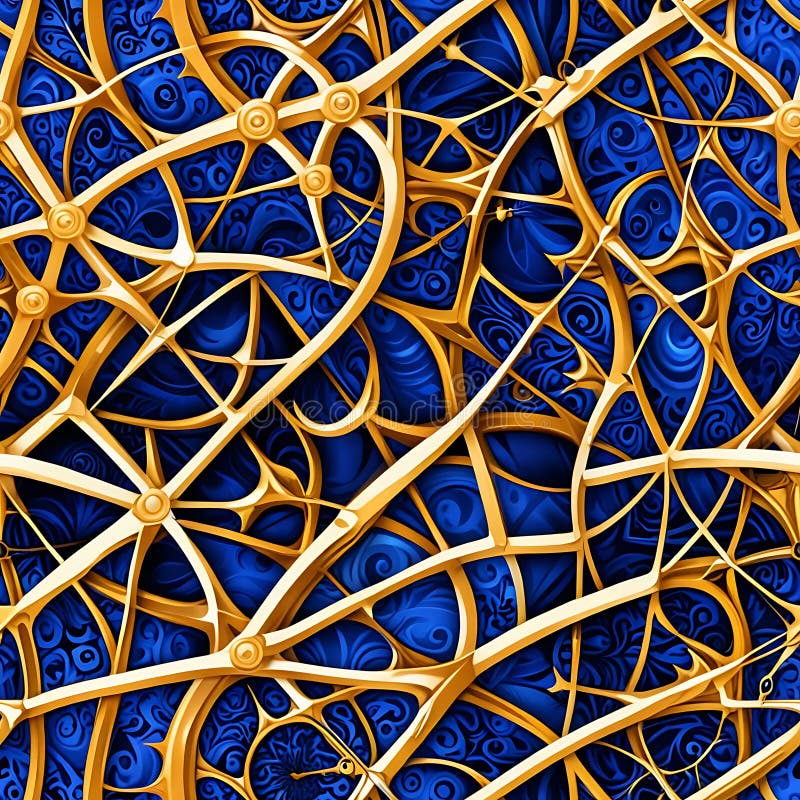 Golden Intricate Design on a Deep Blue Background Elegant Pattern ...