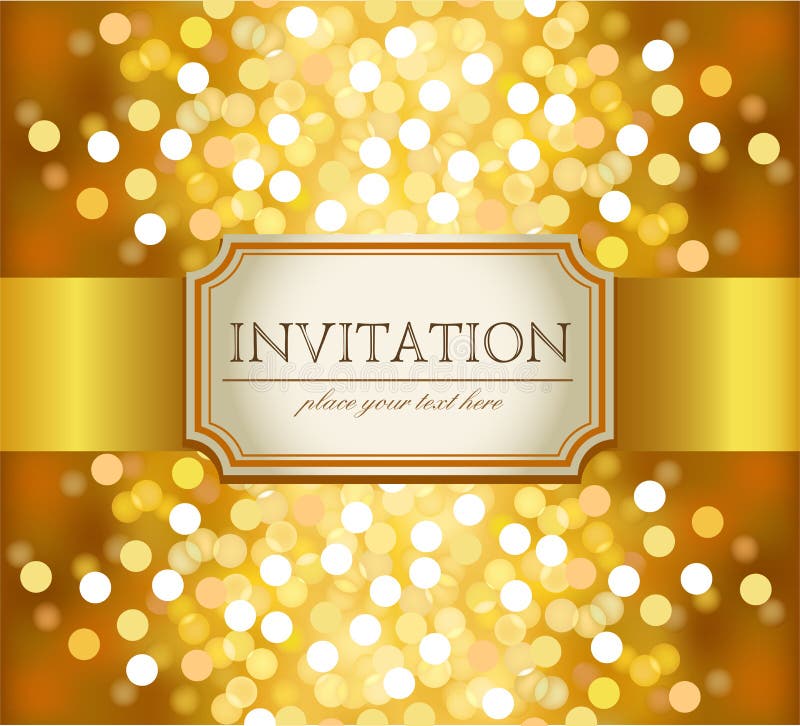 Golden invitation card stock illustration. Illustration of border ...