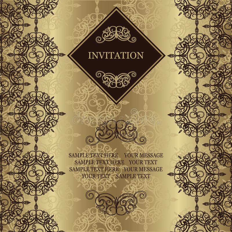 Golden Invitation card stock vector. Illustration of cover - 71303140
