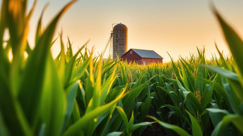 A Golden Iowa Cornfield Sunset Stunning AIGenerated Landscape Featuring ...