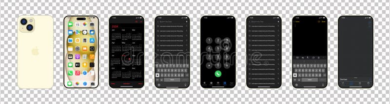 Golden Iphone 15 Pro Interfaces. Apple Mockup. Front, Back Side of the ...