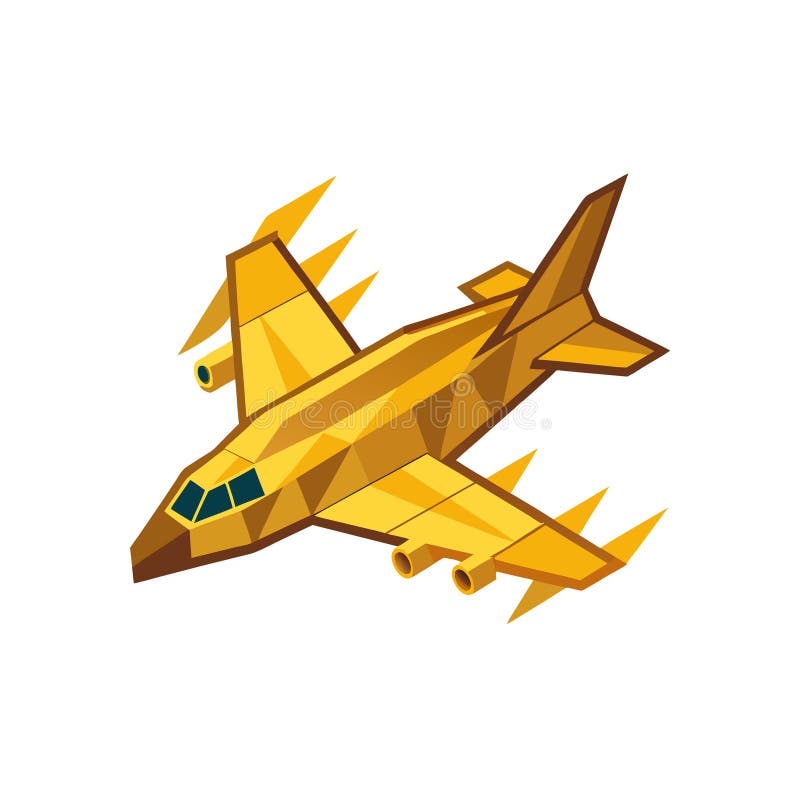 Golden Isometric Airplane, Aviation Design, Transportation Vector ...