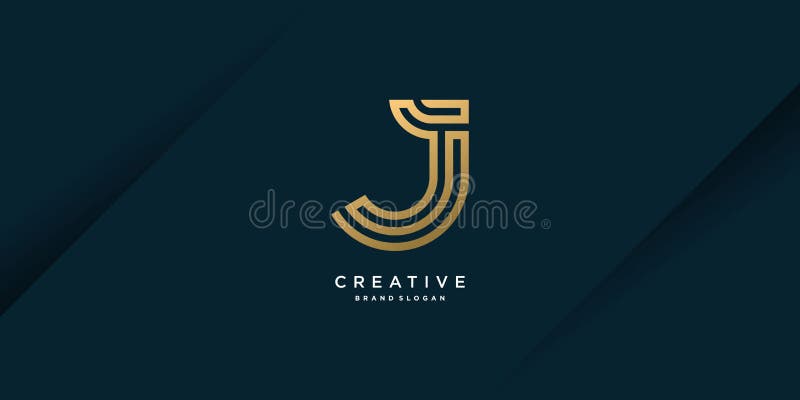 Golden J Letter Logo Template with Creative Concept and Modern Unique ...
