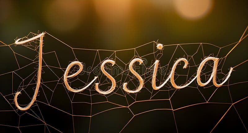 Golden Jessica Name on a Spider Web – Enchanting Typography Digital ...