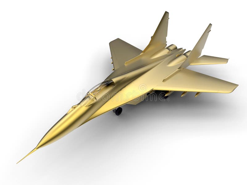 Golden jet fighter stock illustration. Illustration of aviation - 85971567