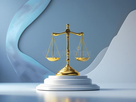Golden Justice Scale on Pedestal Balance Scale Symbol of Justice and ...