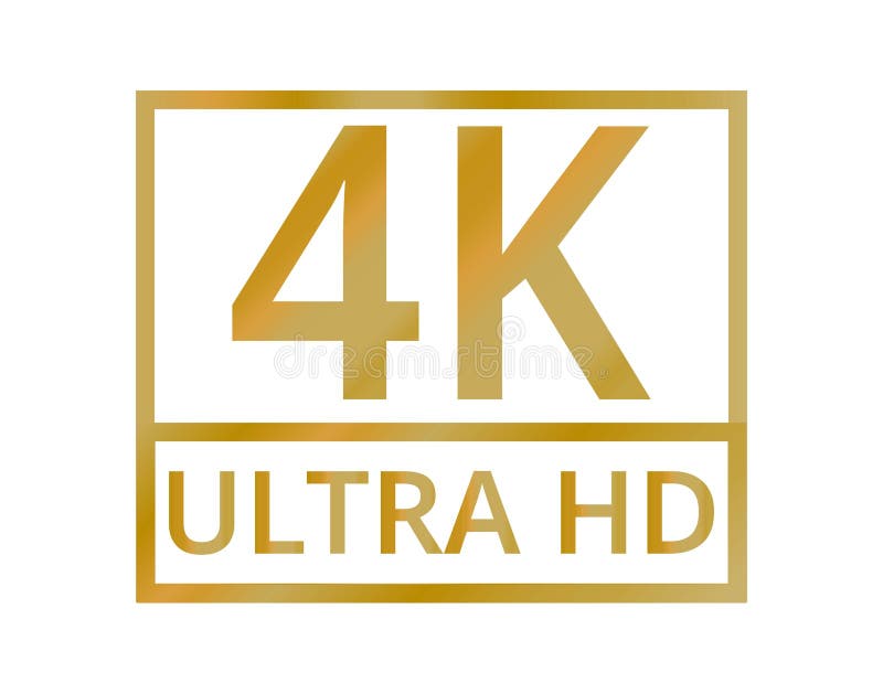Golden 4k HD Resolution Symbol. Concept of Resolutions and Media Stock ...