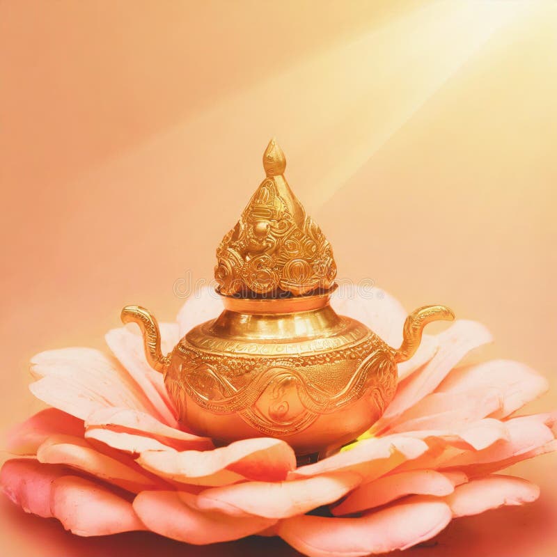 Golden Kalesh on Pink Lotus Stock Photo - Image of hindu, white: 315797964