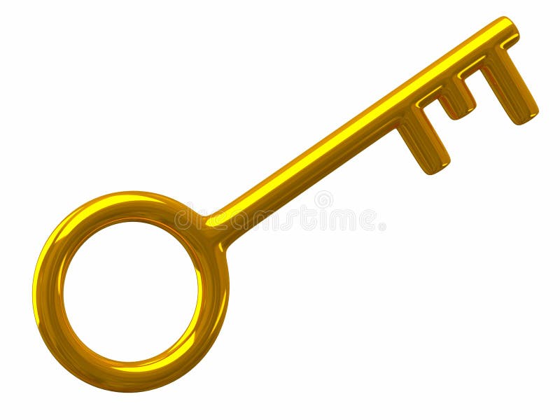 Golden key, 3d stock illustration. Illustration of confidently - 28503216