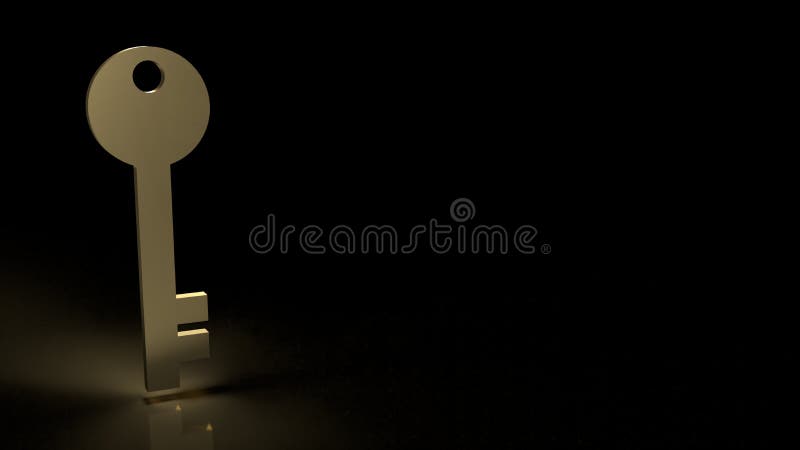 Golden Key in Black Background 3d Rendering Stock Illustration ...
