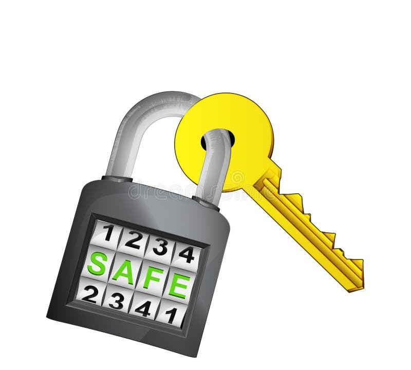 Golden Key Caught in Security Closed Padlock Isolated Vector Stock ...