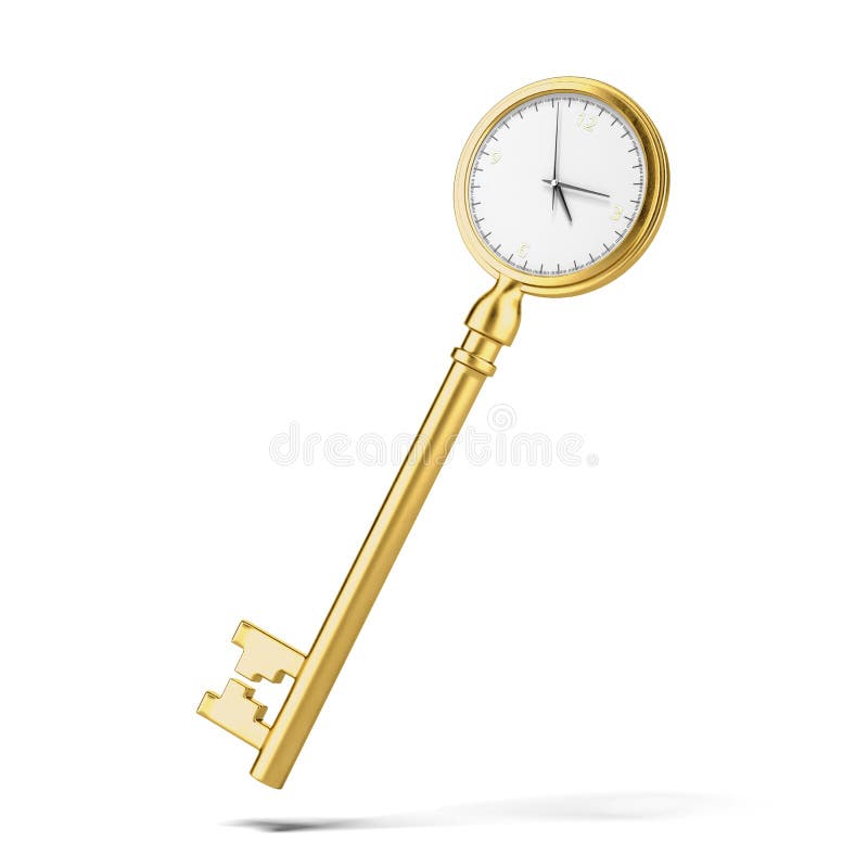 Golden key-clock stock illustration. Illustration of object - 38137229