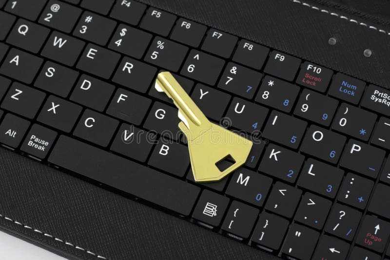 Golden Key on the Computer Keyboard Stock Image - Image of gold ...