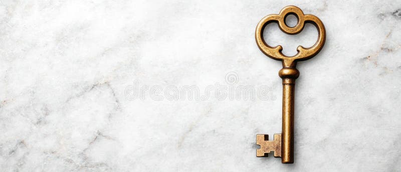 A Golden Key with a Decorative Handle. Stock Image - Image of intricate ...