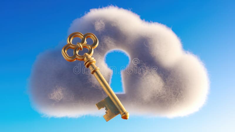 A Golden Key Floating Next To a Cloud with a Keyhole, Symbolizing ...