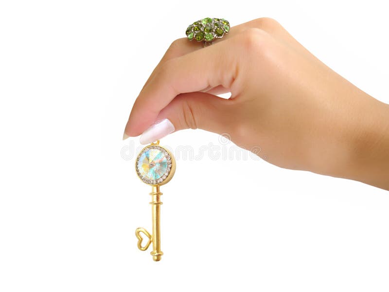 Golden Key on Hand Isolated Stock Photo - Image of lock, entrance: 2844192