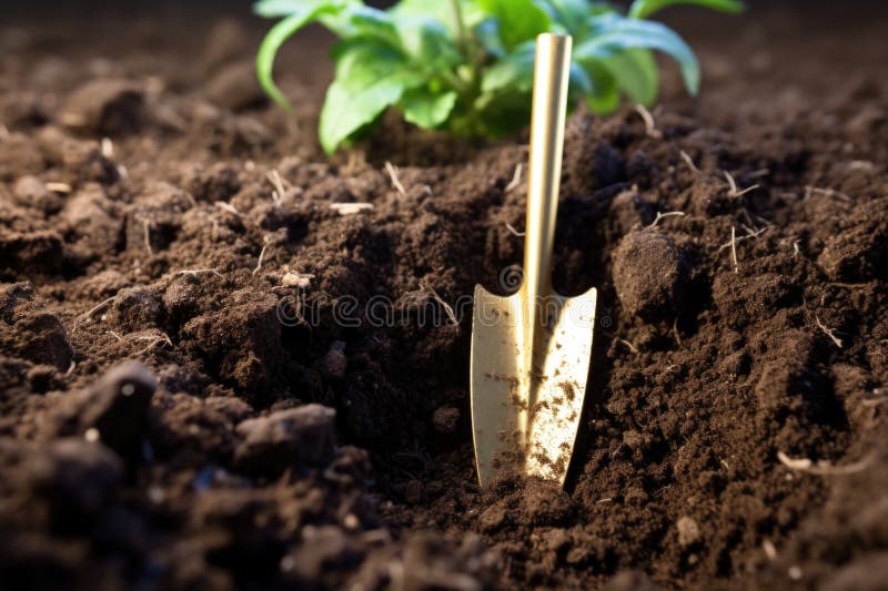 Golden Key Hidden in the Soil Stock Photo - Image of precious, mystery ...