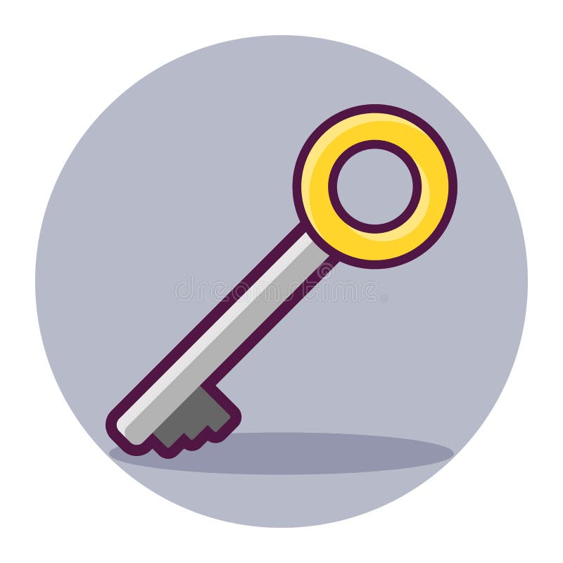 Golden Key Icon with Shadow, Vector Illustration Stock Vector ...
