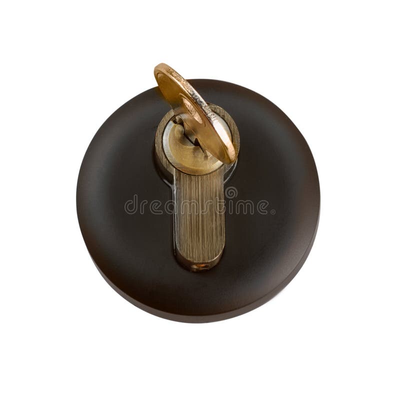 Golden Key Inserted into the Keyhole Isolated with Clipping Path Stock ...