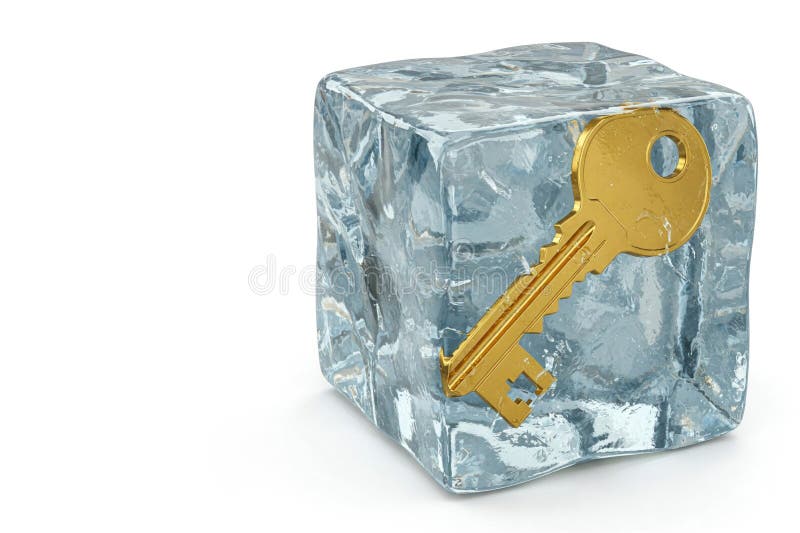 The Golden Key Inside the Ice Cube. Space for Text. Stock Image - Image ...