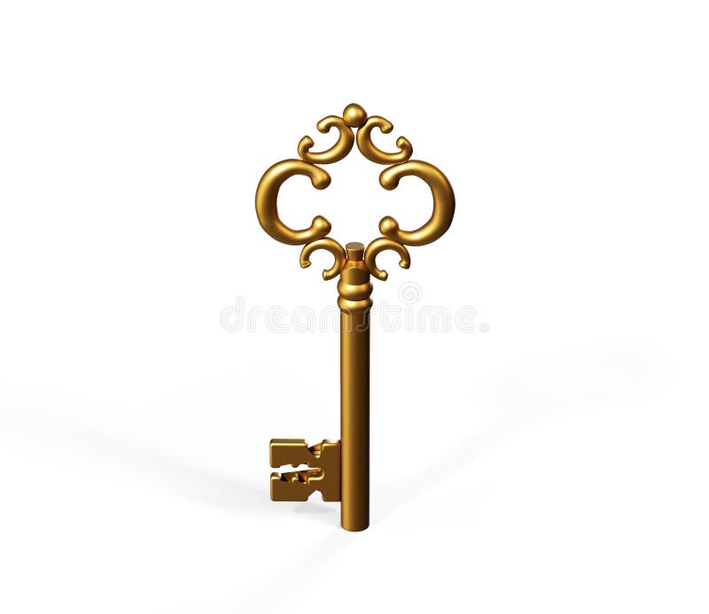 Golden Key Isolated 3d Render on White Stock Illustration ...